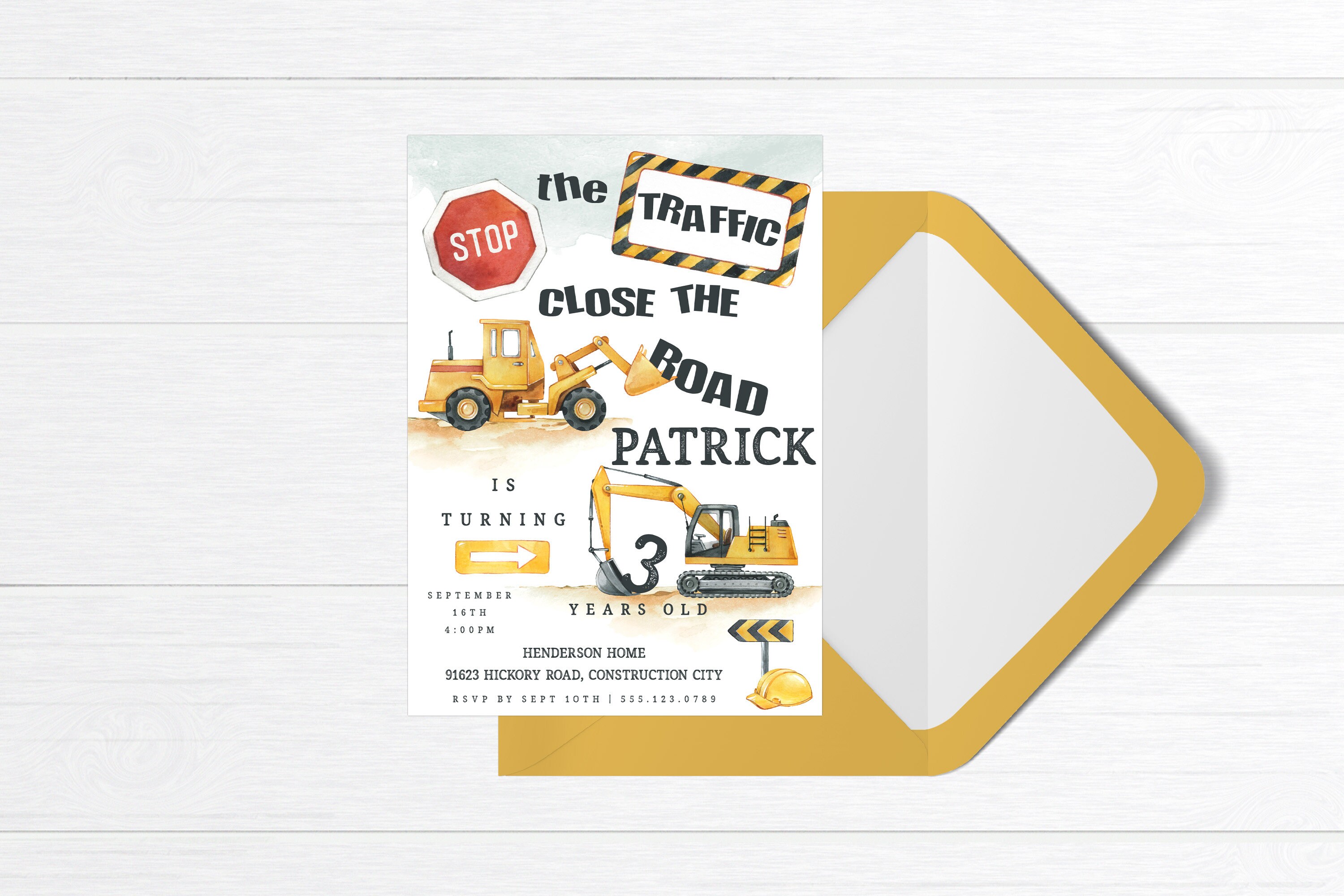 Editable Stop the Traffic Close the Road Birthday Invitation for ...