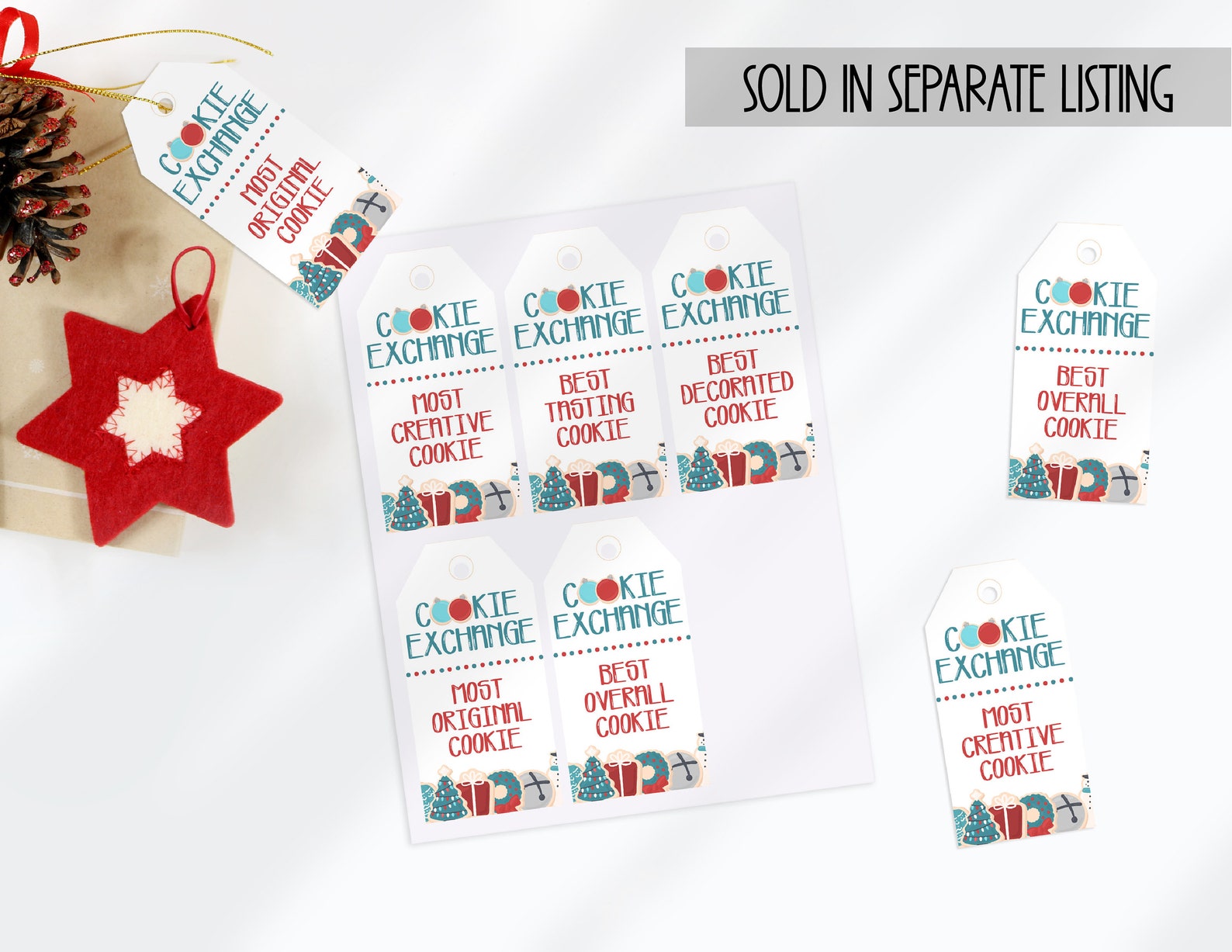 Editable Red and Blue Food Labels for Holiday Cookie Exchange | Cookie ...