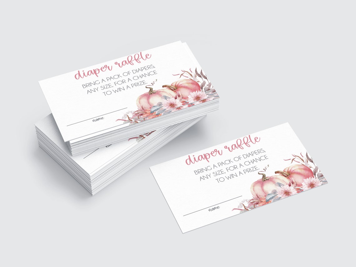 Editable Pink Fall Pumpkin Diaper Raffle Tickets Printable Baby Shower ...