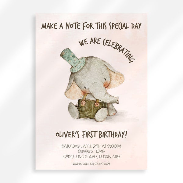 Elephant Invitation - Etsy