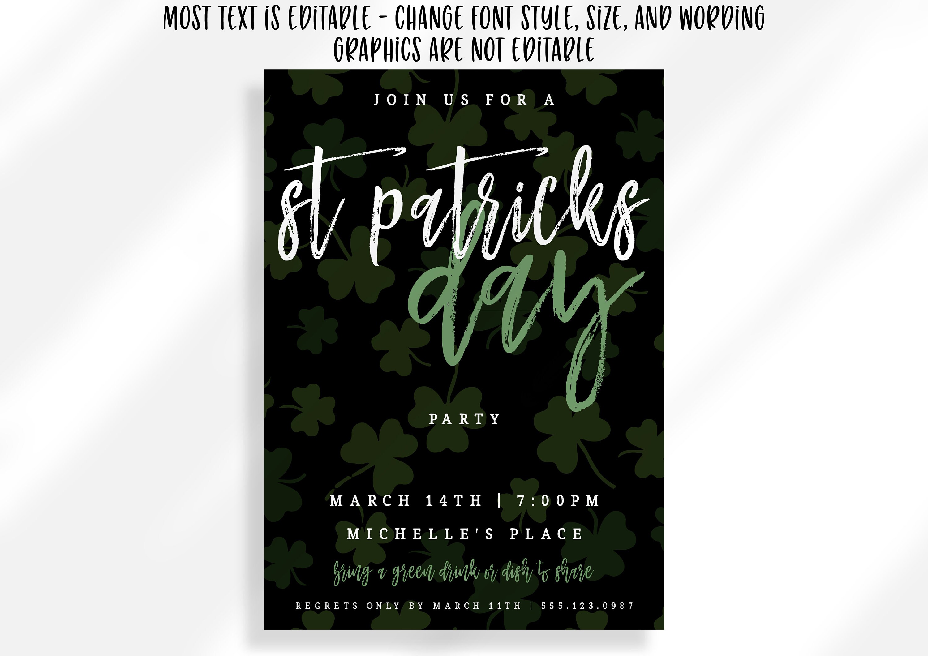 Editable St Patricks Day Invitation for Instant Digital Download ...