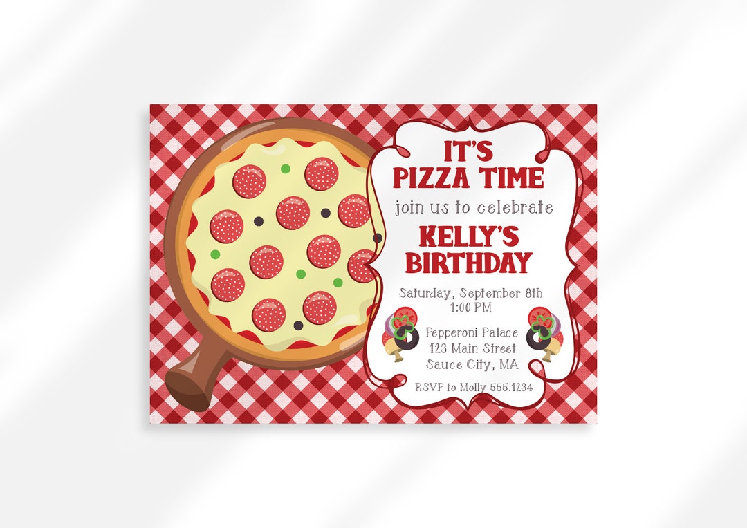 Editable Pizza Time Invitation | Pizza Party Invitation | Kid Birthday ...