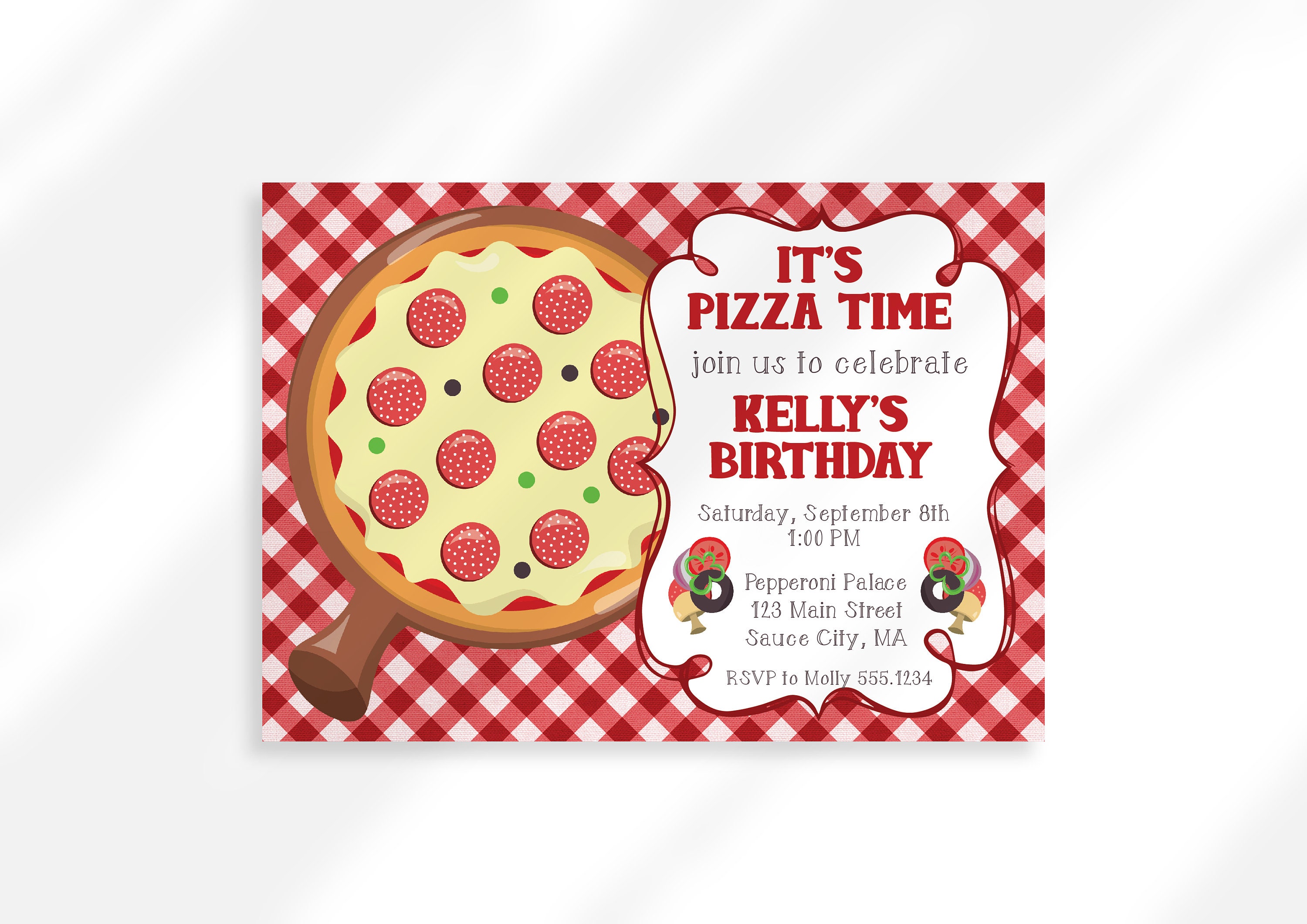 Editable Pizza Time Invitation | Pizza Party Invitation | Kid Birthday ...