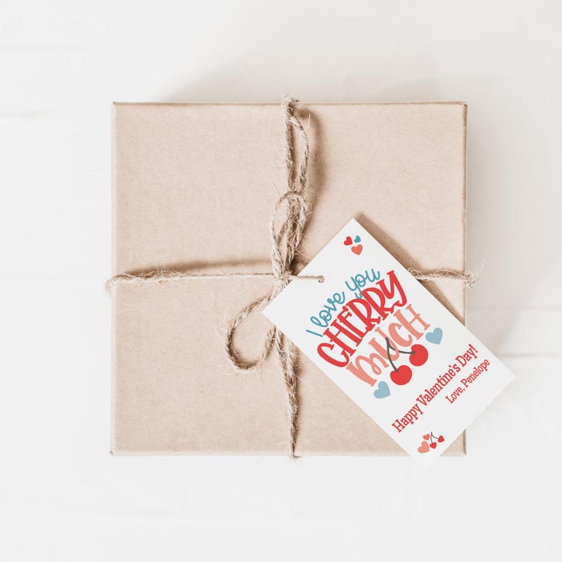 Editable Cherry Valentines Gift Tag Girl Valentine Classroom Gift Tag ...