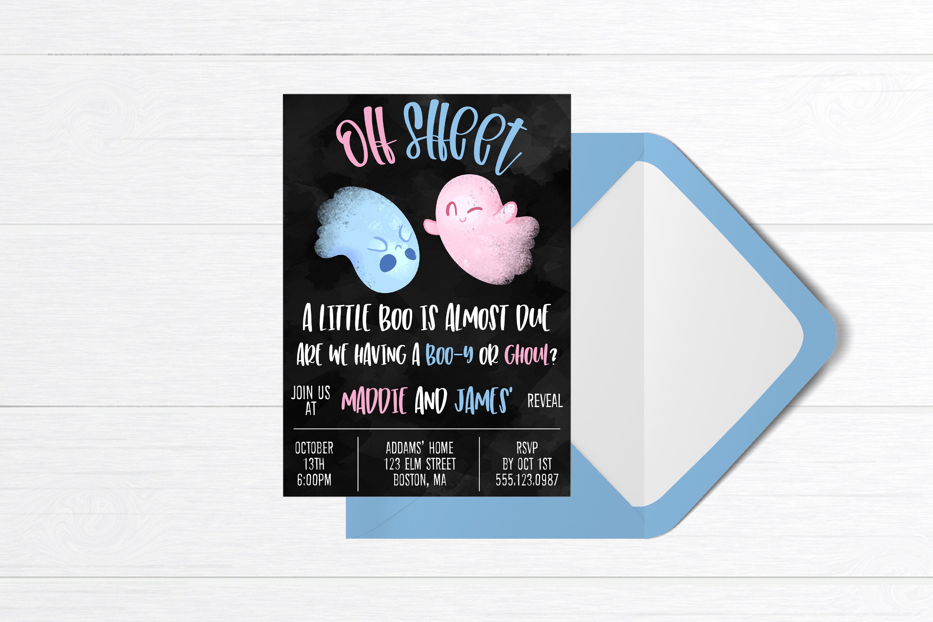 Editable Boo-y or Ghoul Gender Reveal Invitation | Oh Sheet Halloween ...