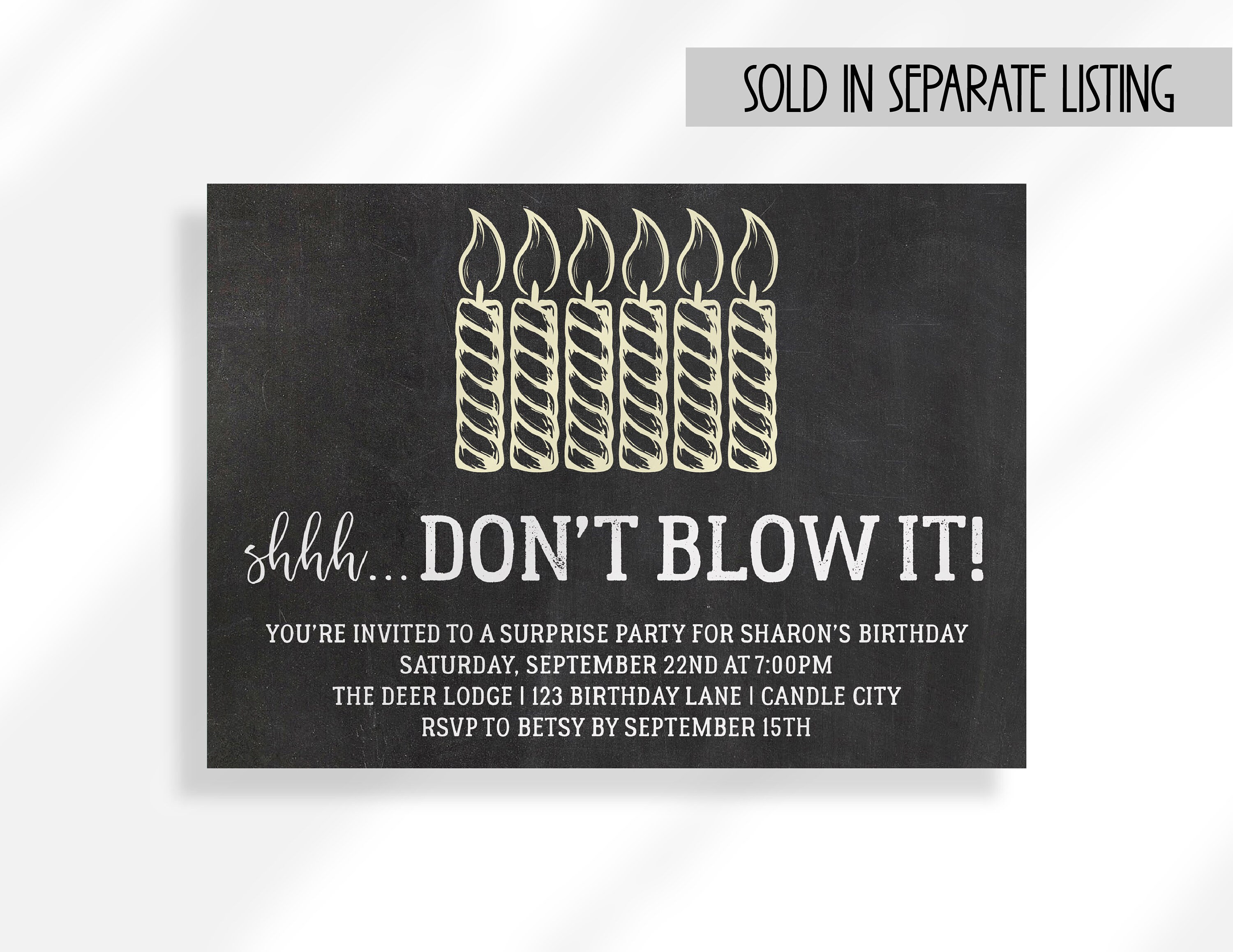 Editable Shhh It's A Surprise Birthday Invitation for Instant Digital ...