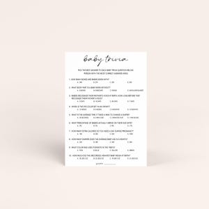 Baby Shower Trivia Game With Answers Instant Download Baby Shower Game ...