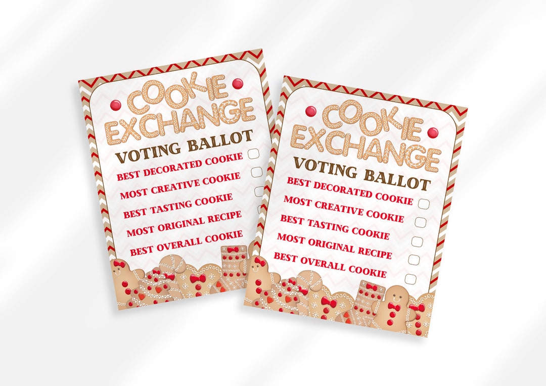 Editable Gingerbread Cookie Exchange Voting Ballots | Holiday Cookie ...