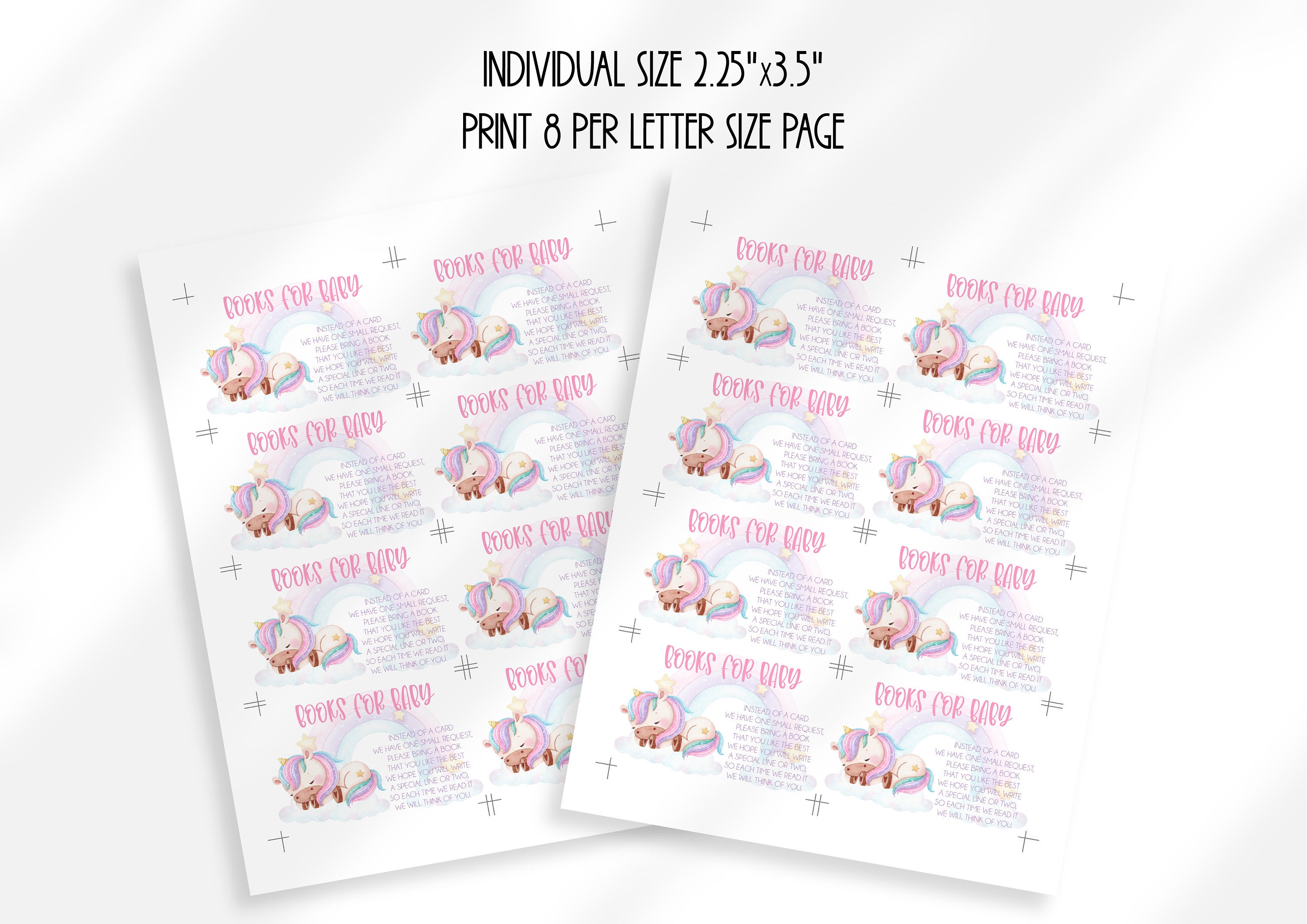 Editable Unicorn Books for Baby Card Request Books Instead of Card Baby ...