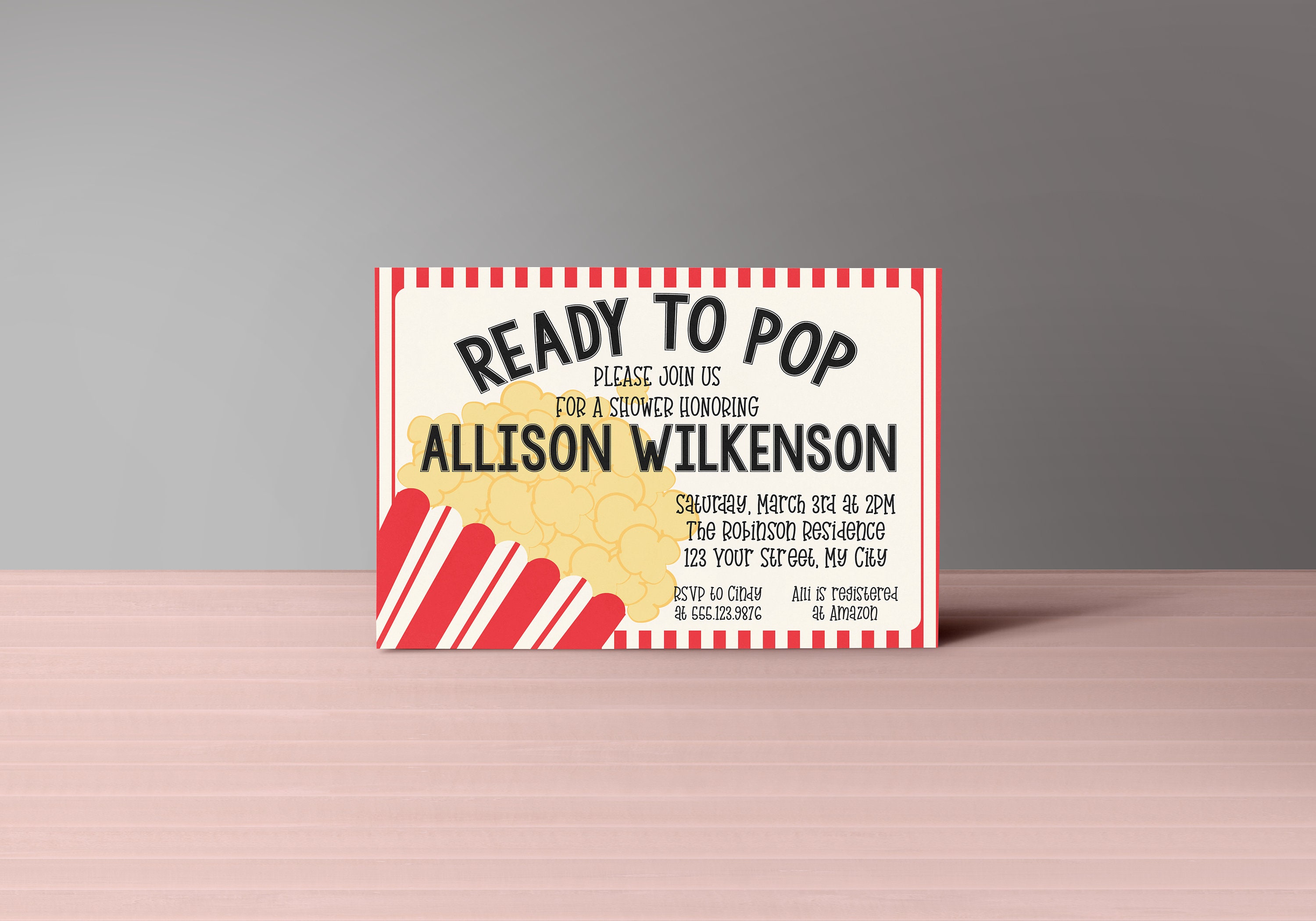 Editable Ready to Pop Baby Shower Invitation | Hollywood Baby Shower ...