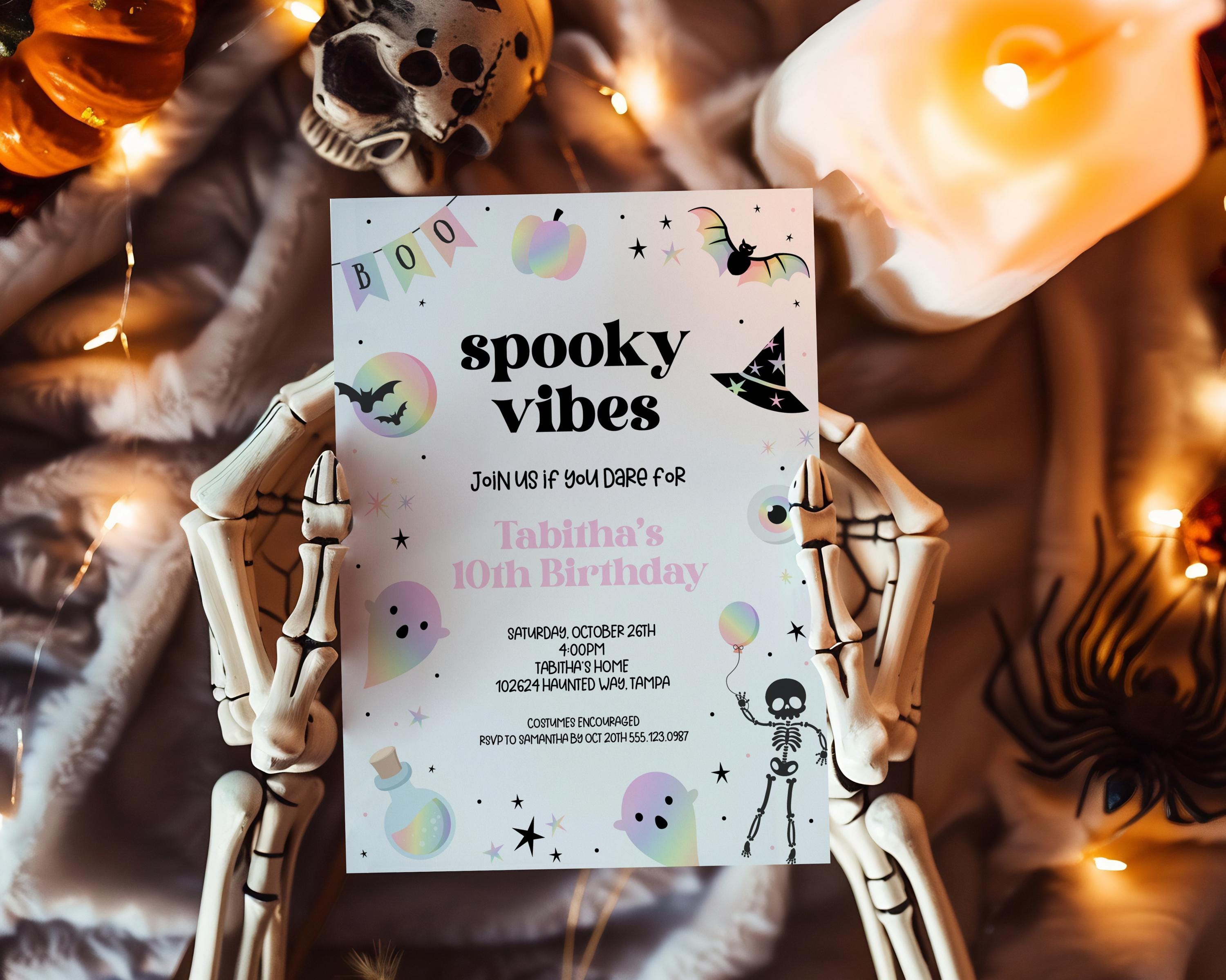 Editable Spooky Vibes Invitation for Girl | Spooktacular Halloween ...