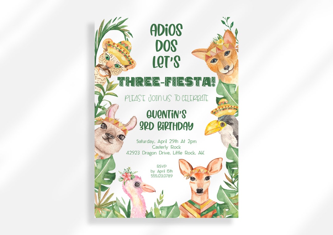 Editable Three Esta Birthday Invitation for Instant Digital Download ...