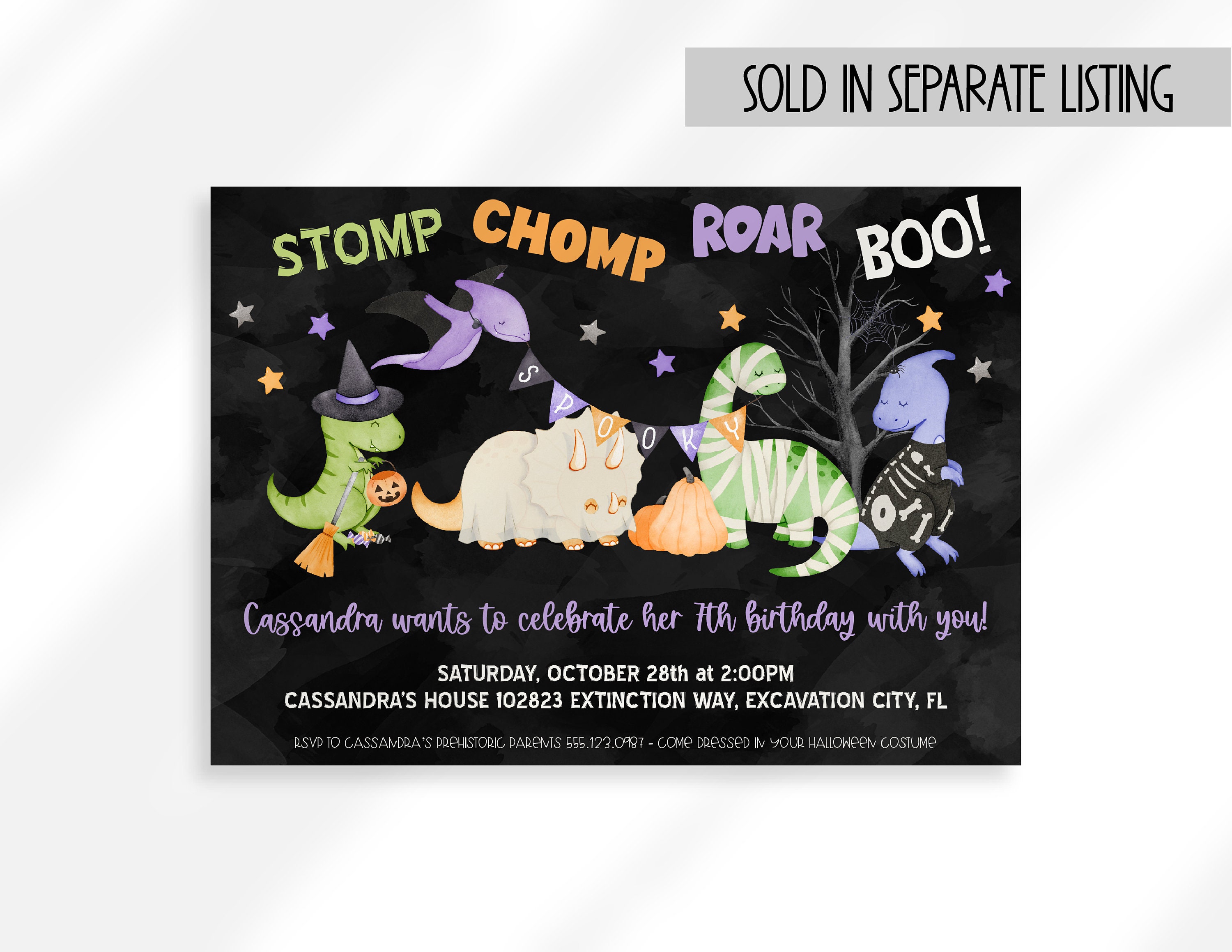 Editable Dinosaur Birthday Invitation Stomp Chomp Roar Boo Birthday ...