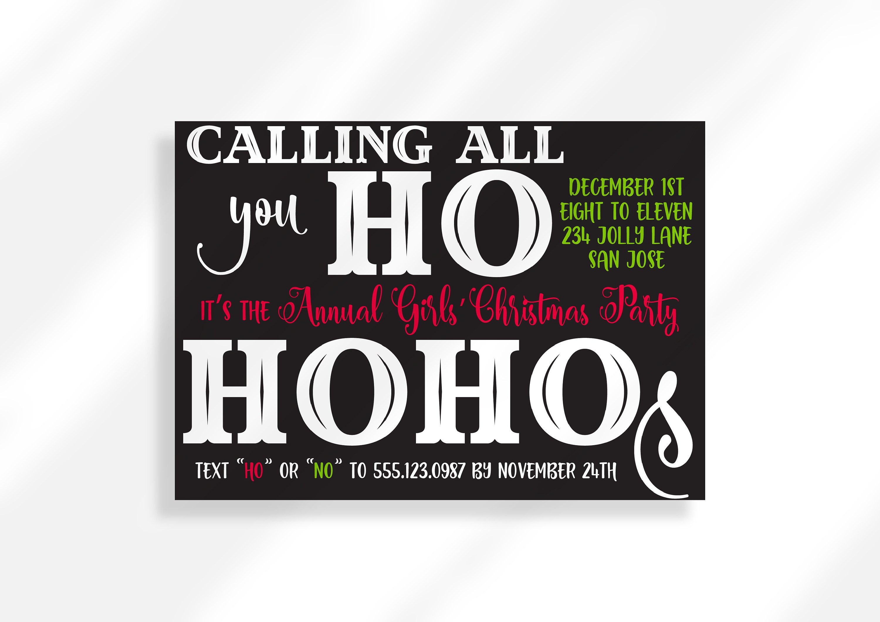 Editable Calling All You Ho Ho Hos Christmas Printable Invitation ...