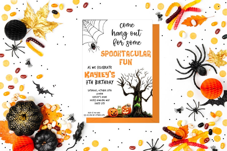 Editable Spooktacular Birthday Invitation | Kid Halloween Party Invite ...