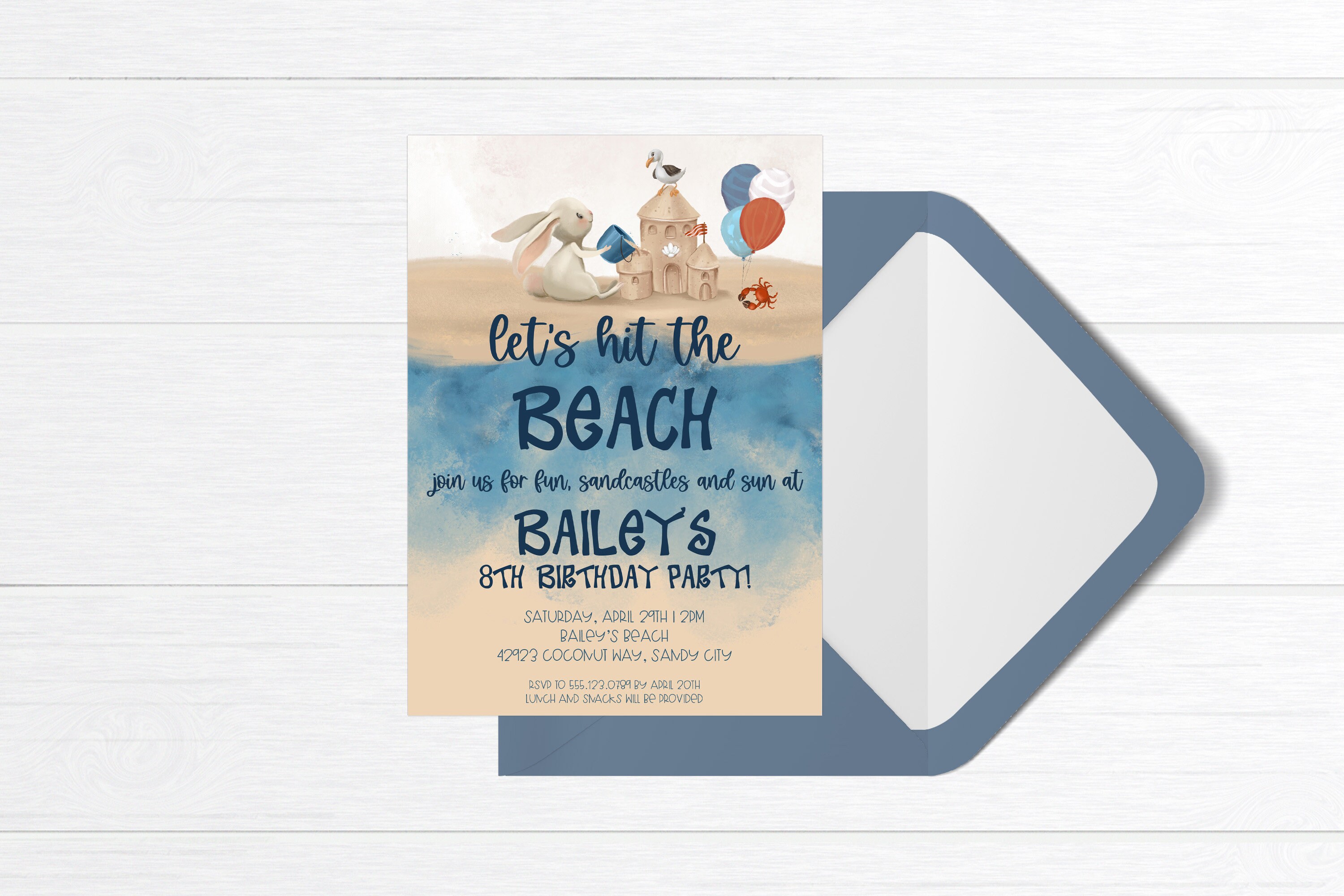 Editable Beach Party Invitation Template Beach Invite Printable Instant ...