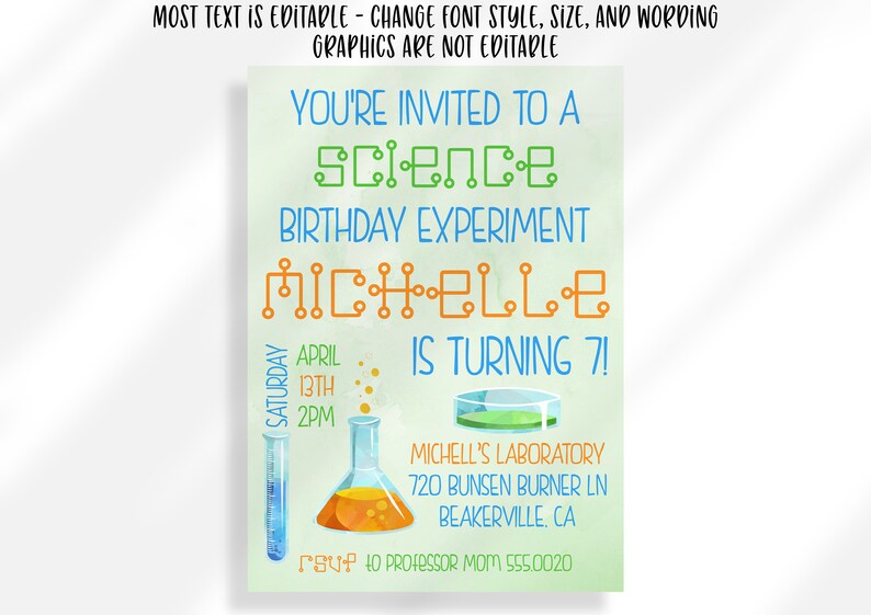 Editable Scientist Birthday Invitation for Instant Digital - Etsy
