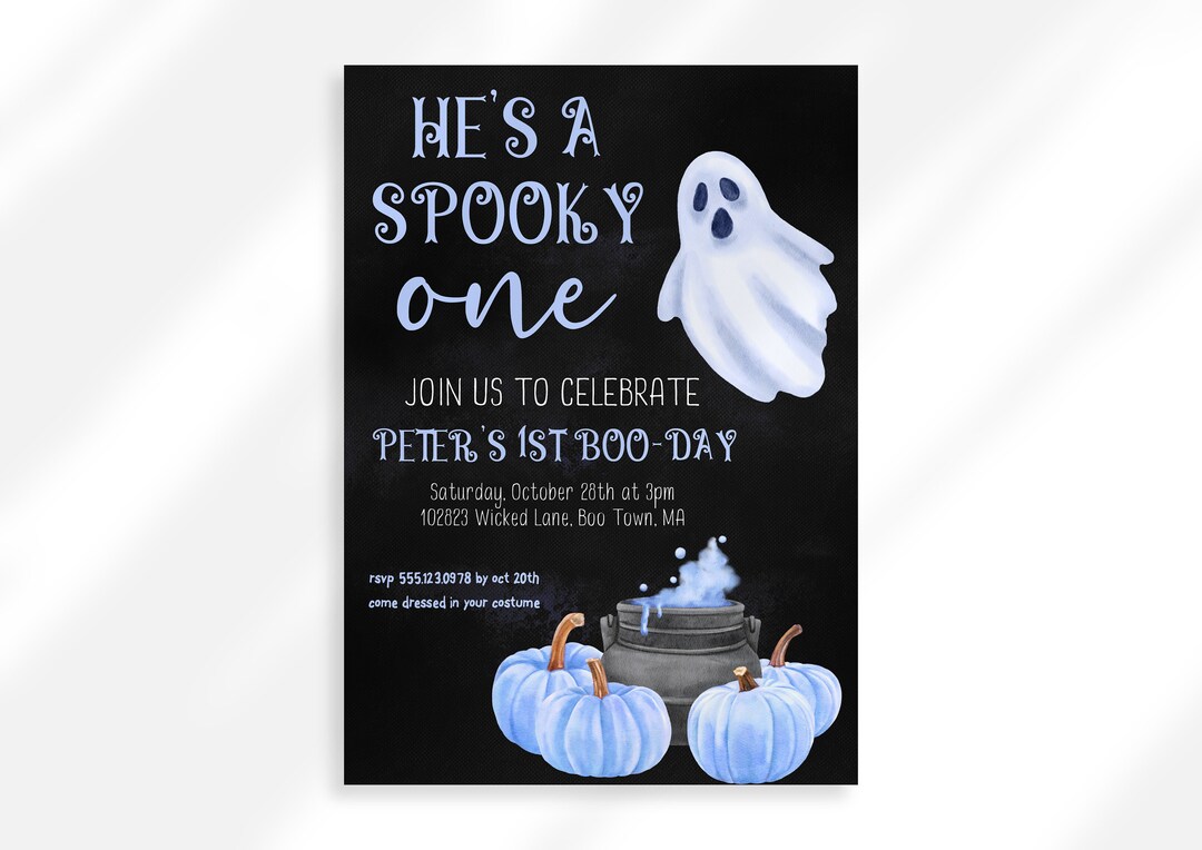 Spooky One Birthday Invitation Boy Editable, Not so Scary Halloween ...