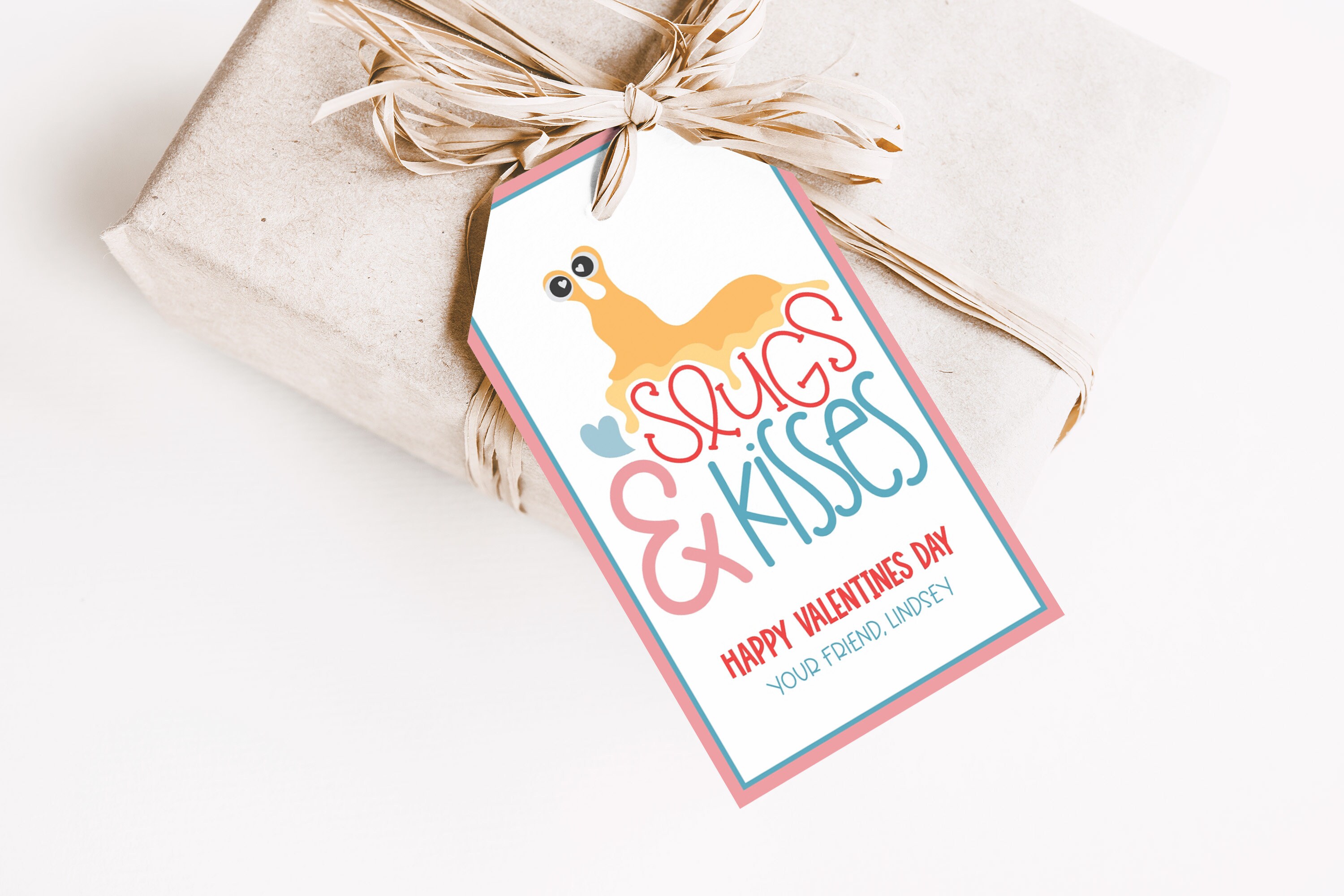 Editable Slugs & Kisses Valentines Day Tag for Kids School Valentine ...