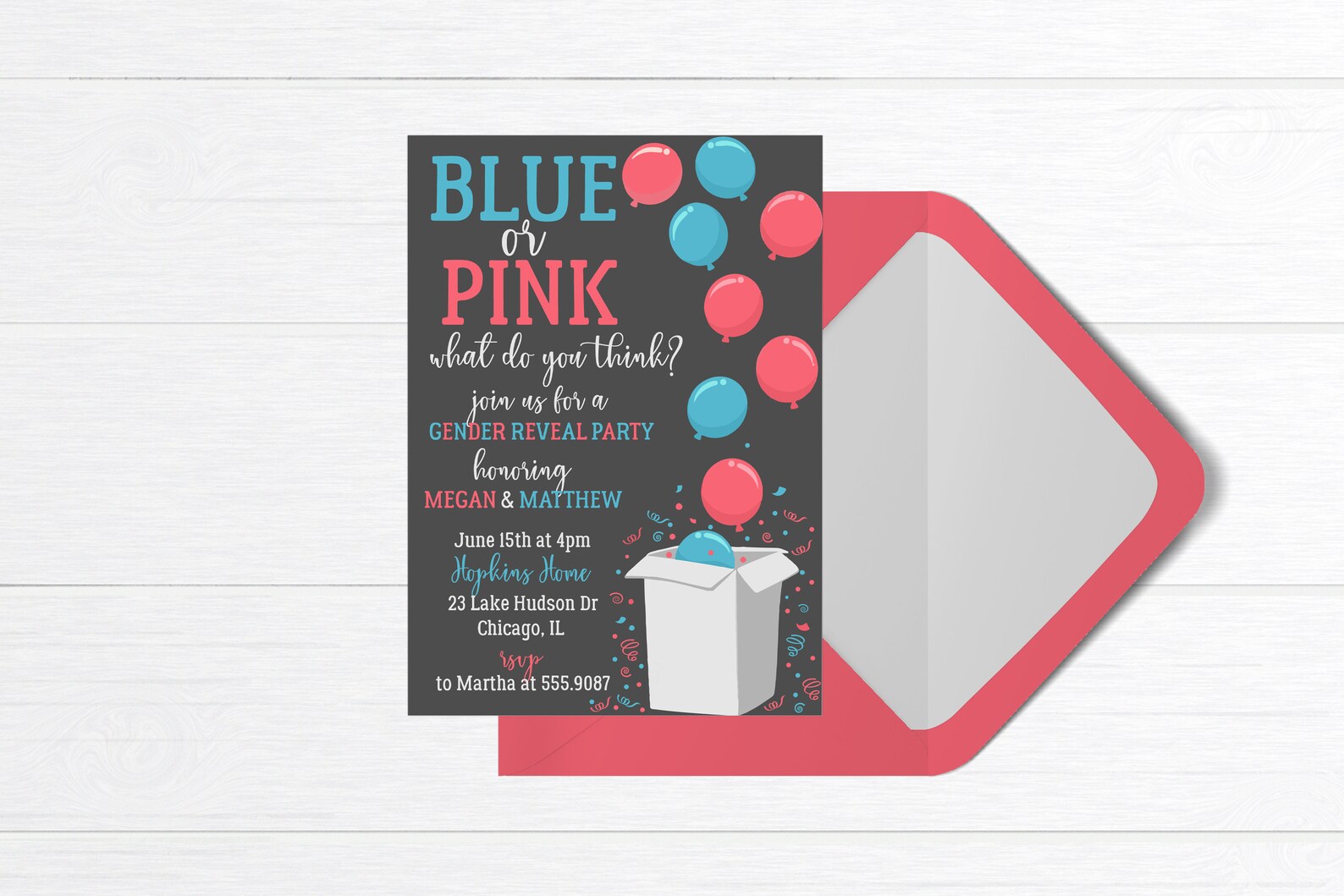 Editable Blue or Pink What Do You Think Gender Reveal Invitation ...