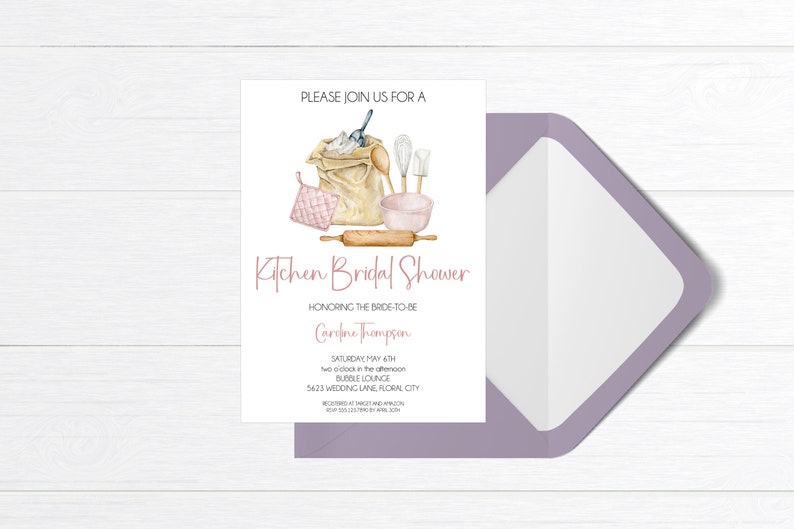 Editable Pink Kitchen Bridal Shower Invitation | Stock the Kitchen ...