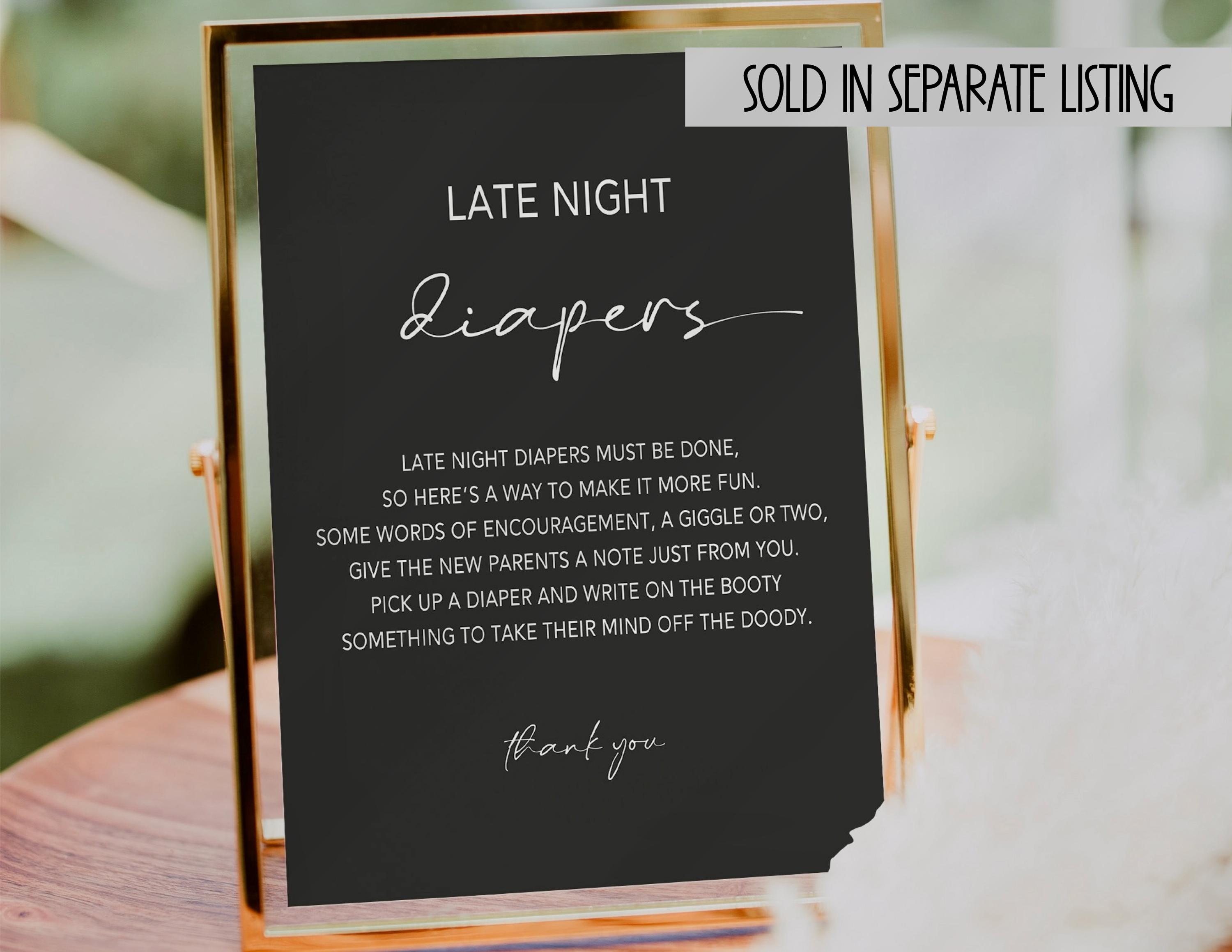 Dark Diaper Raffle Tickets and Sign Baby Shower Diaper Raffle Game Late ...