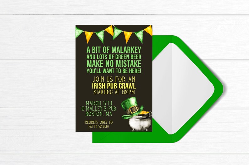 St Patricks Day Pub Crawl Bar Crawl Invitation Digital Download ...