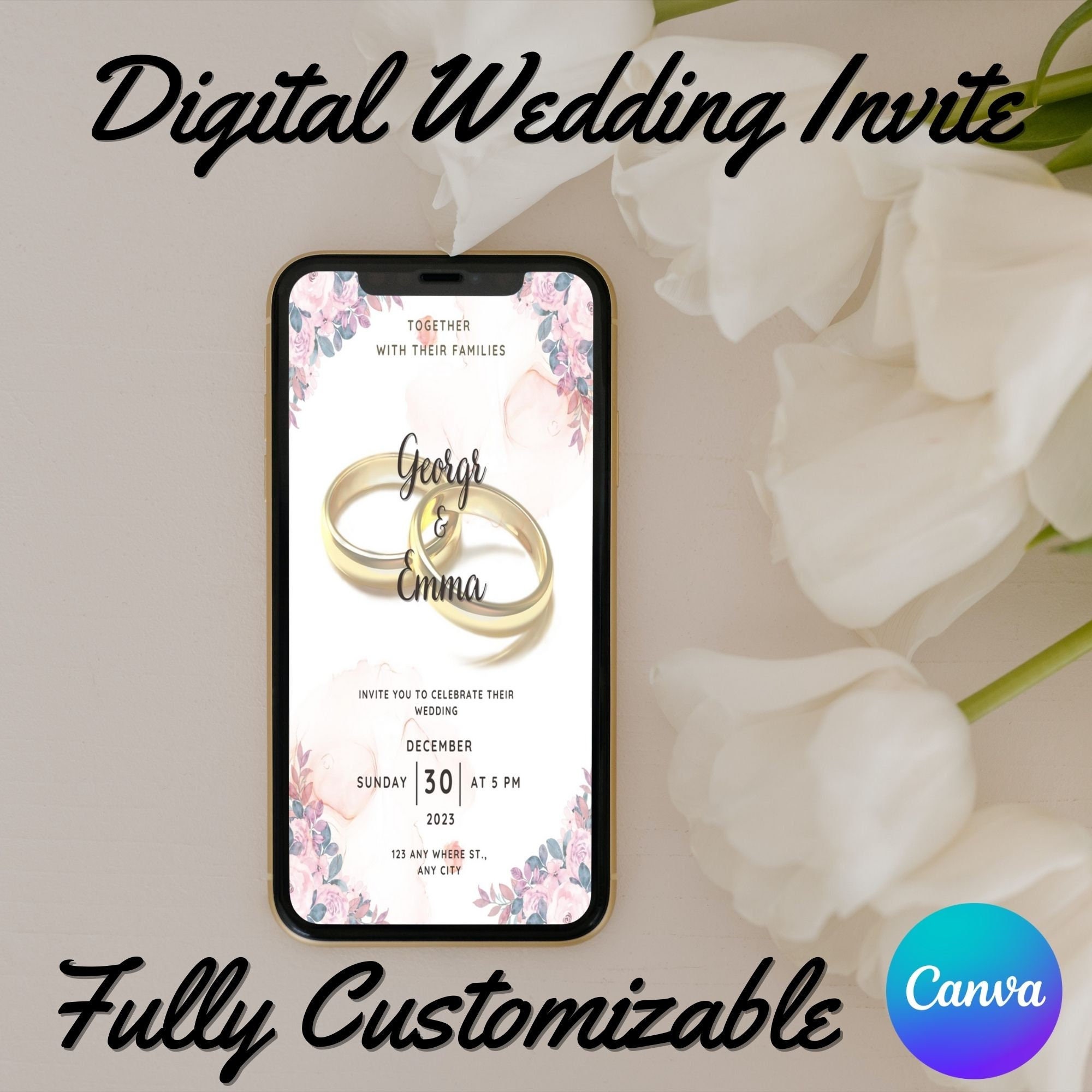 Digital Wedding Invitation Template, Electronic Wedding Invitation ...
