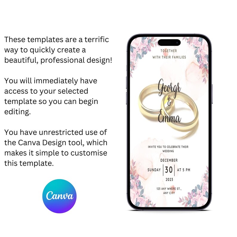 Digital Wedding Invitation Template, Electronic Wedding Invitation ...