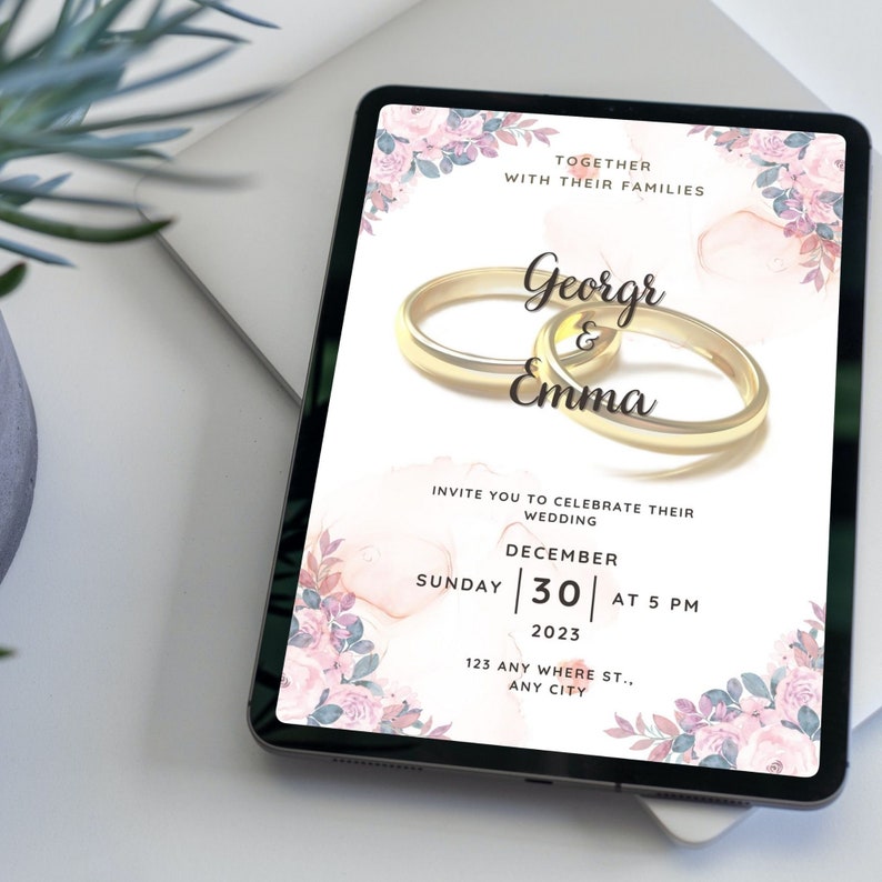 Digital Wedding Invitation Template, Electronic Wedding Invitation ...