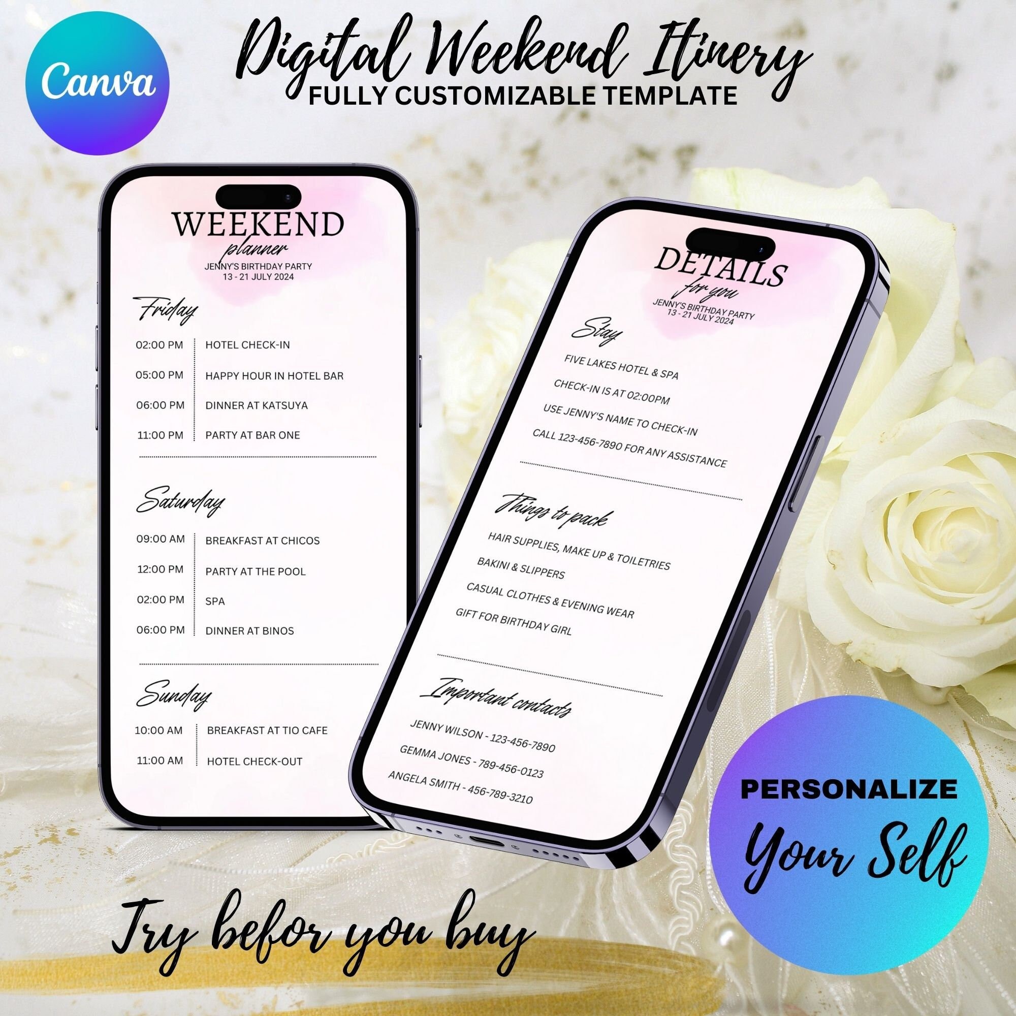 Custom Digital Weekend Events Itinerary, Social Media Weekend Plans ...