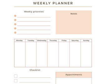 Blank Weekly Planner Printable - Etsy