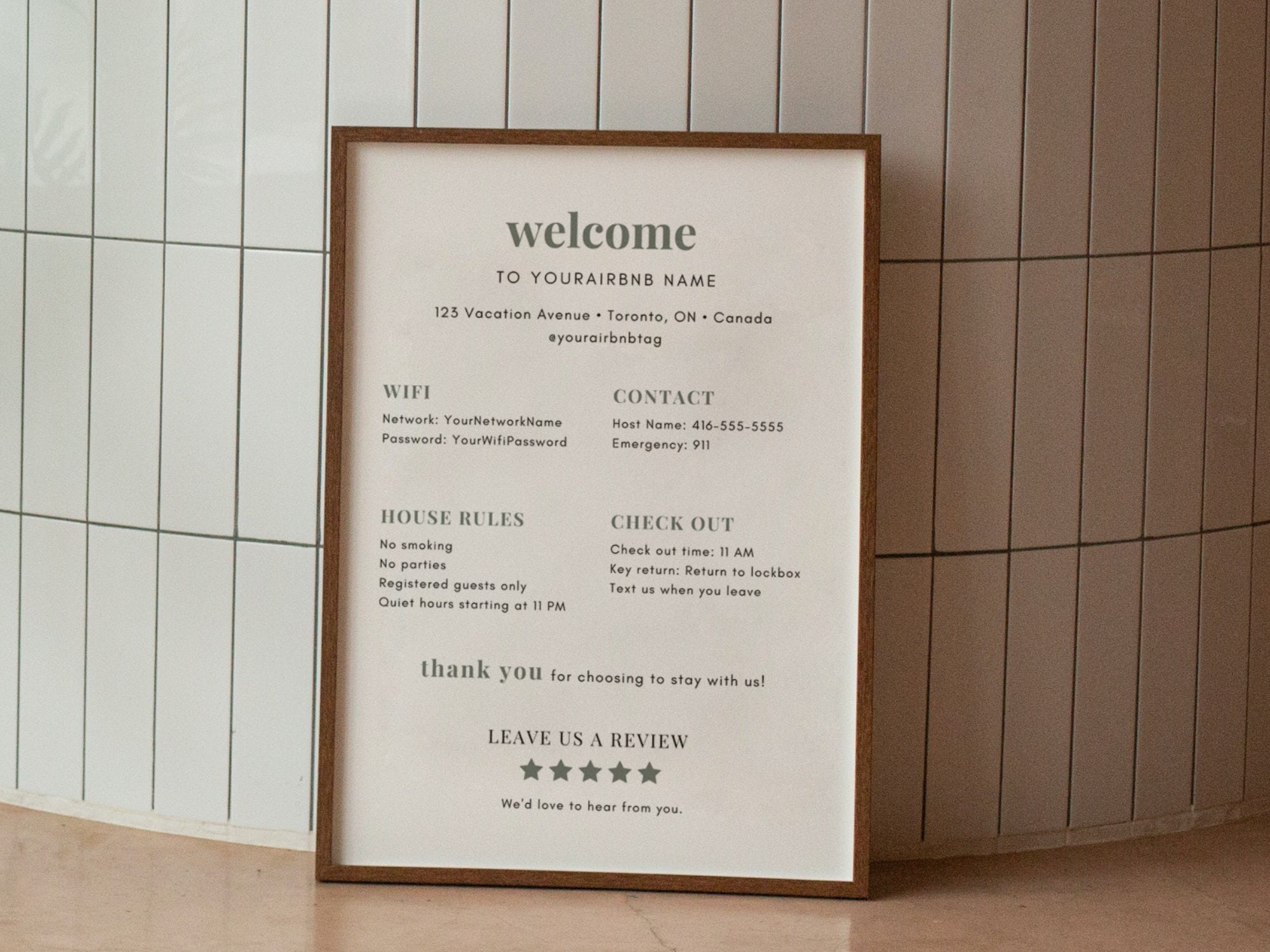 Airbnb Welcome Sign Template, Vacation Rental Info Printable, Guest ...