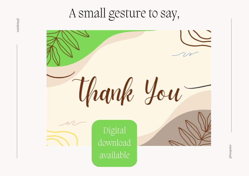 Editable Digital Thank You Card , Printable Card With Different Colours ...