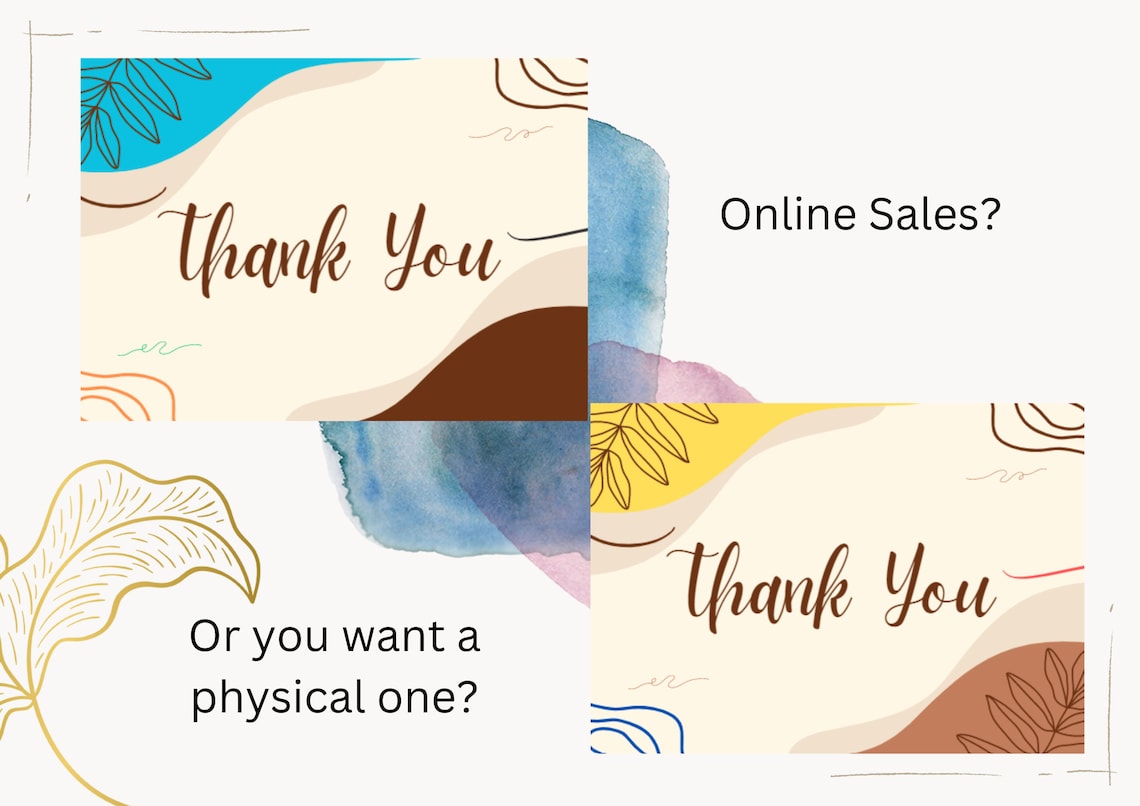 Editable Digital Thank You Card , Printable Card With Different Colours ...