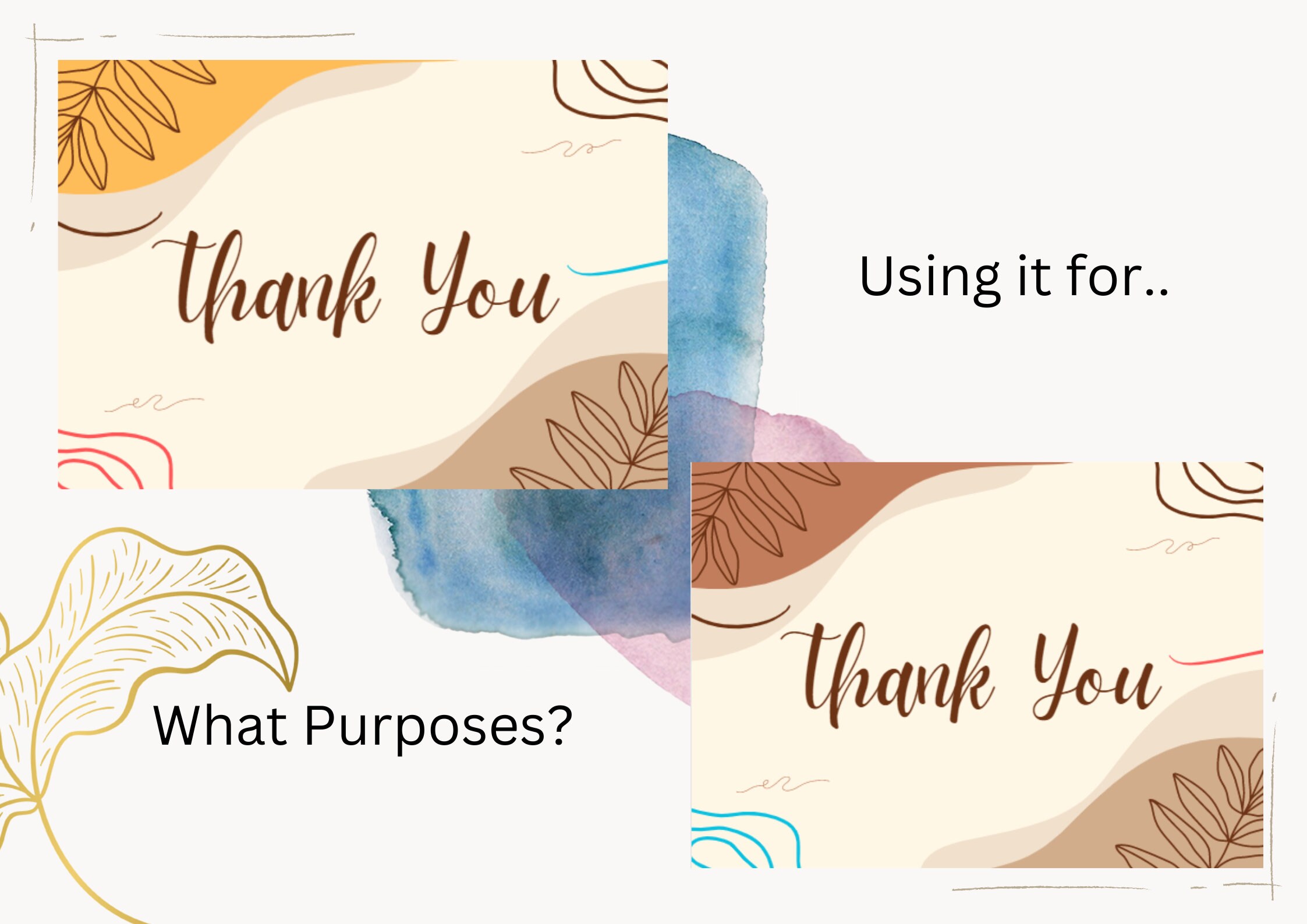 Editable Digital Thank You Card , Printable Card With Different Colours ...