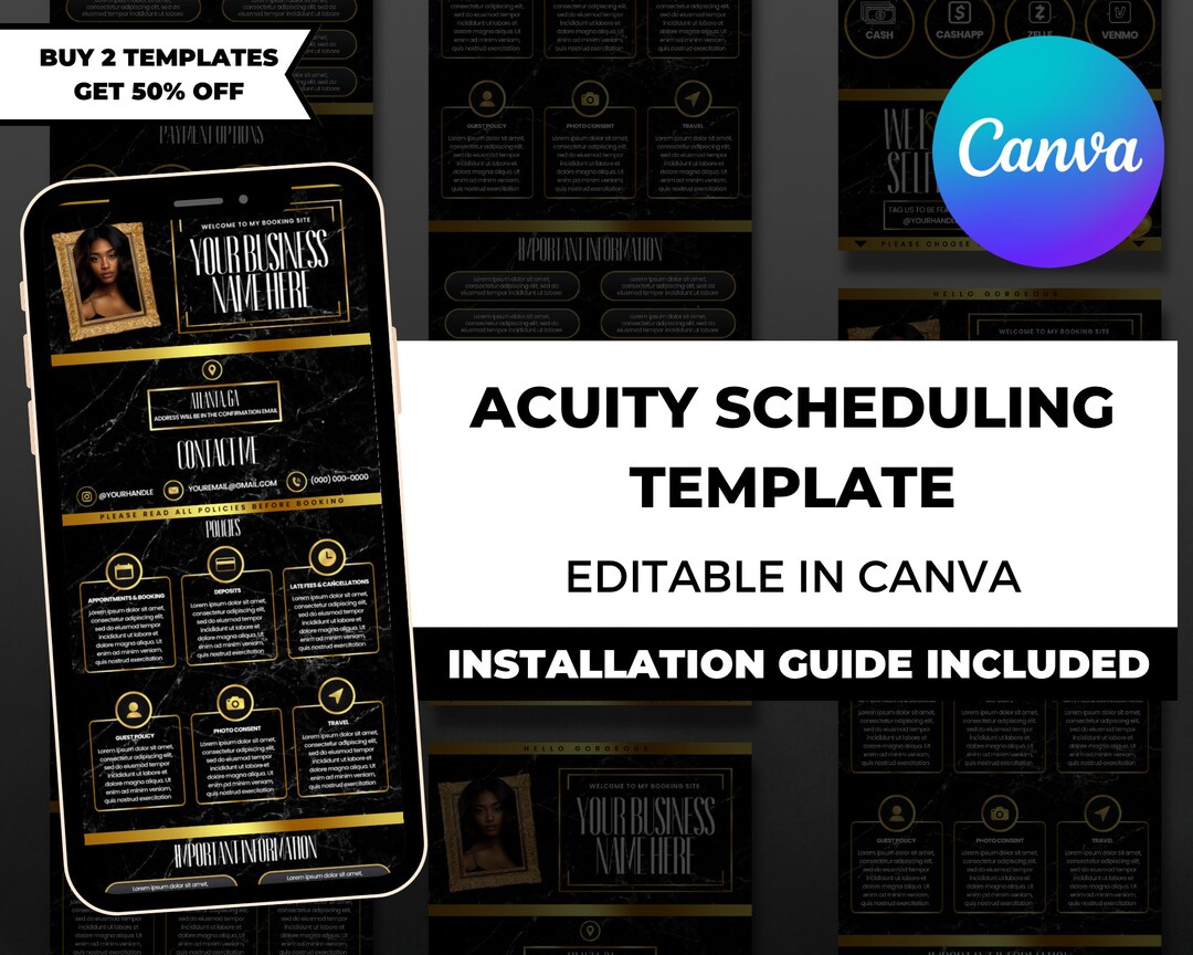 Acuity Scheduling Template | Premade Canva Template DIY | Black Acuity ...