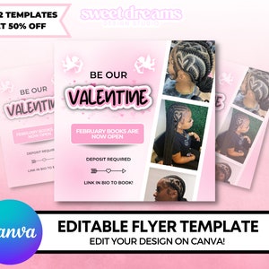 Valentines Day Books Are Open Flyer | Hair Flyer | Canva Templates Sale ...