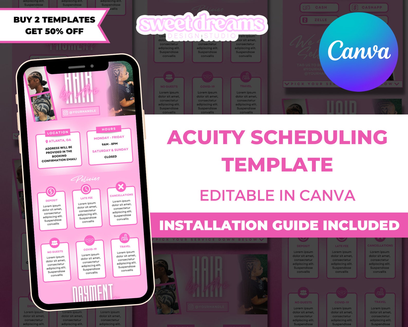 Acuity Scheduling Template | Premade Canva Template DIY | Pink Acuity ...