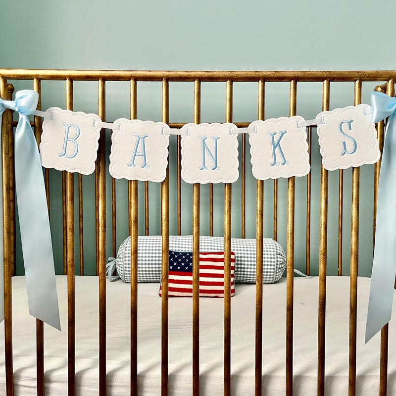 Embroidered Baby Boy Name Banner - Etsy