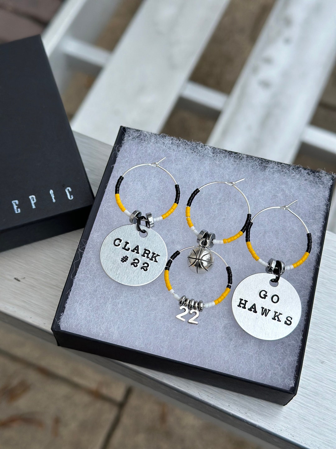 Handmade Hawkeyes Home Decor | Iowa Hawkeyes Wine Charms With Hand ...
