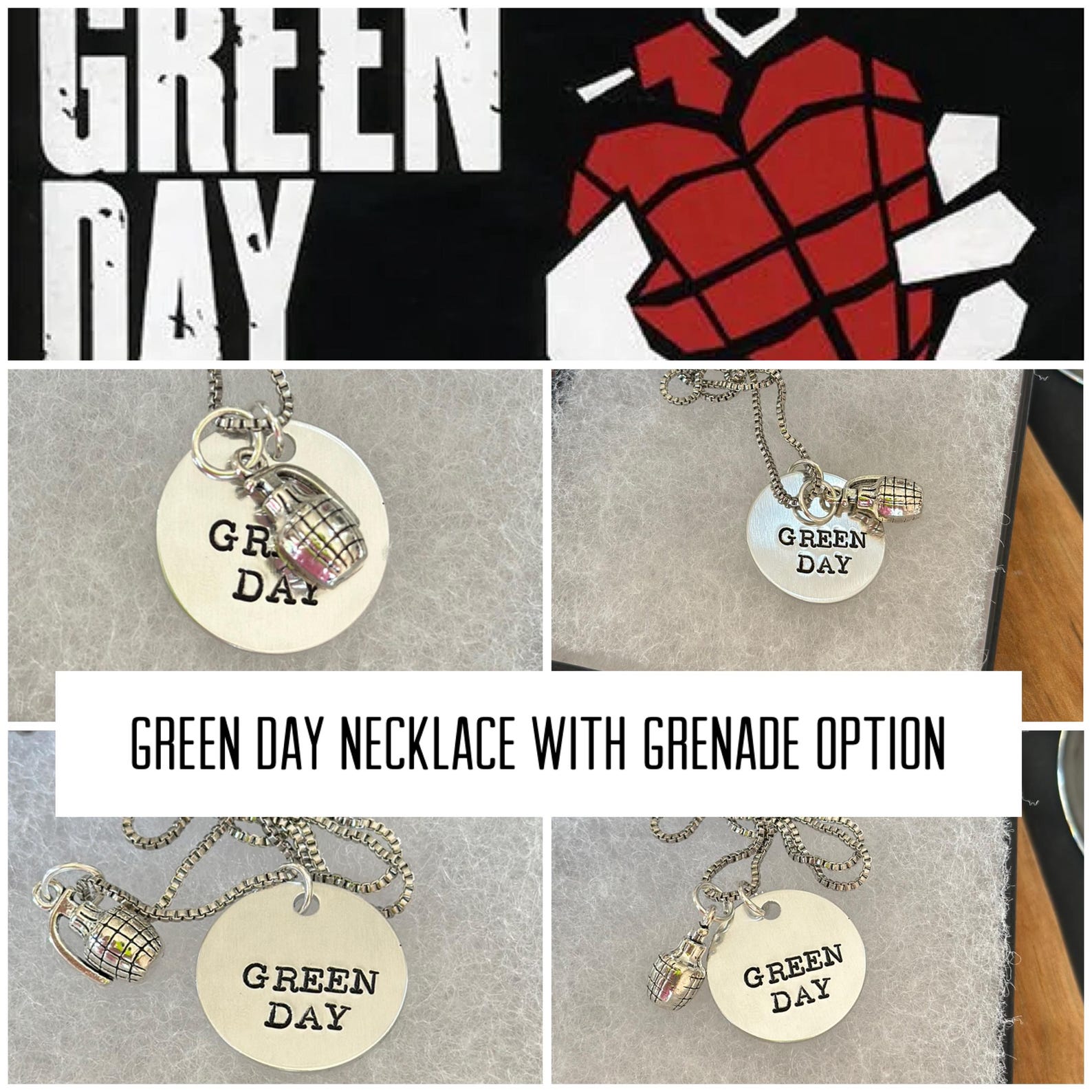Green Day Hand Stamped Accessories Including Pendant , Necklace ...