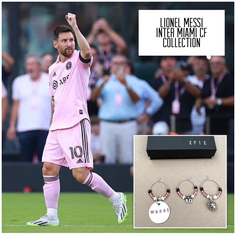 Leo Messi Miami Pink Inspired Wine Charms Individual Charms or Set of 3 ...