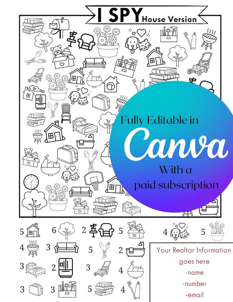 I Spy House Game: Real Estate Kid Activity (digital Download) - Etsy