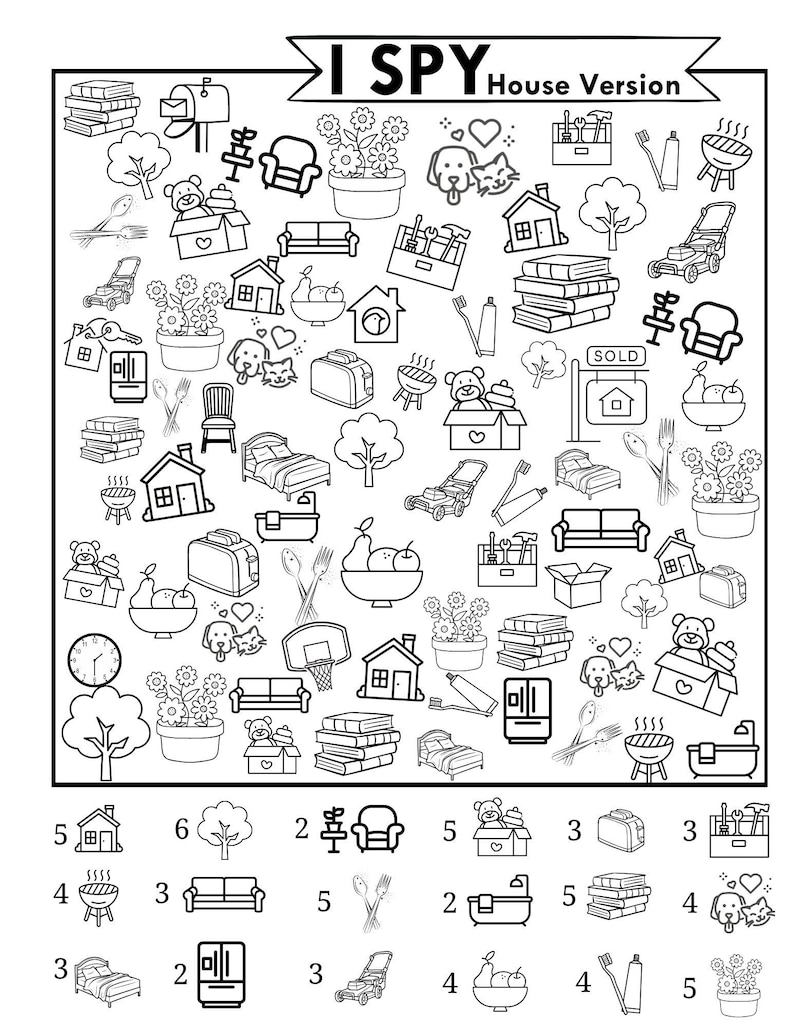 I Spy House Game: Real Estate Kid Activity (digital Download) - Etsy