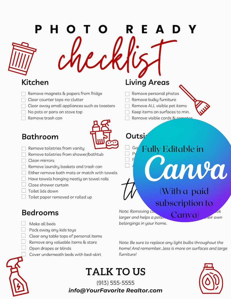 Getting Your Home Ready for Pictures Checklist |selling a Home ...