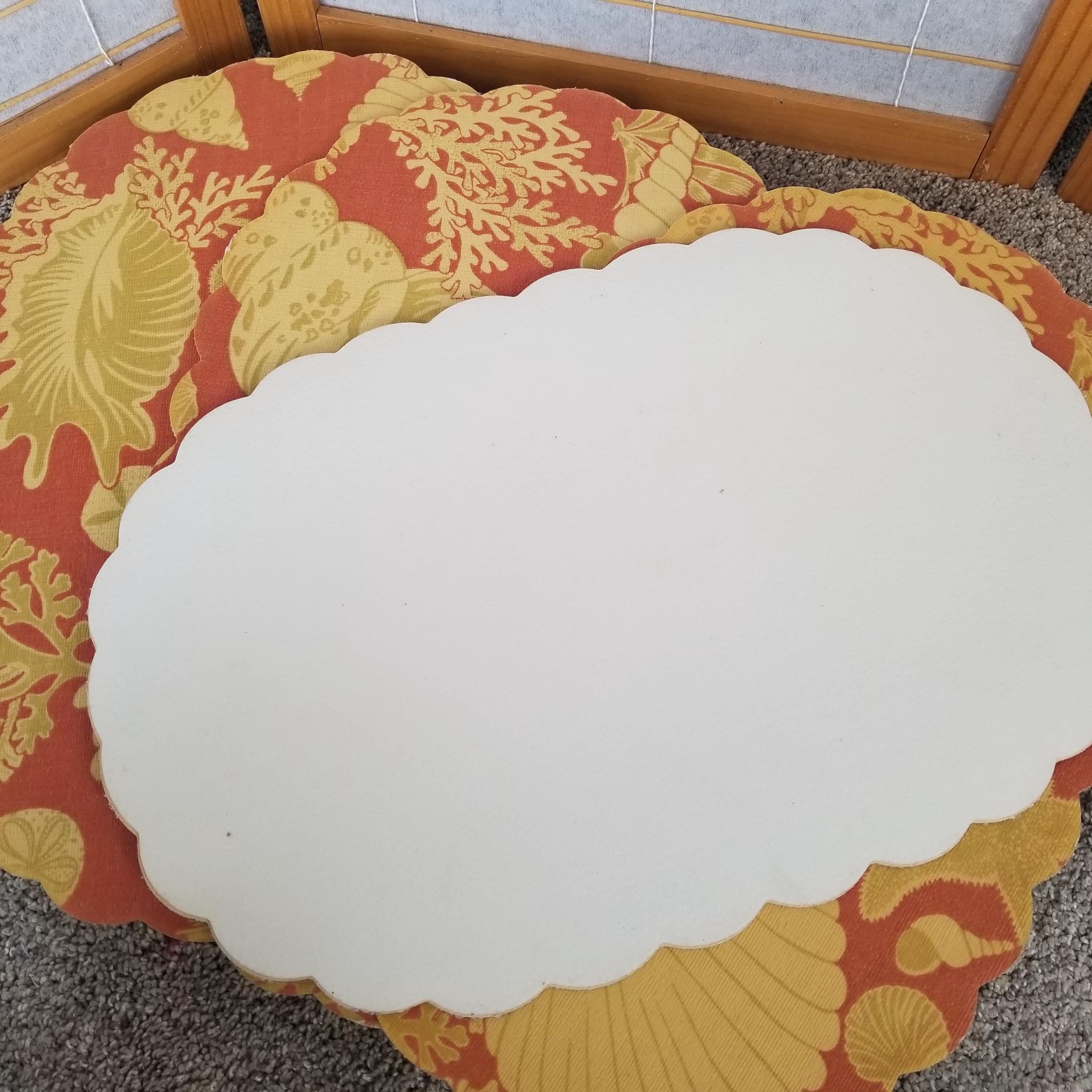 Vintage Seashell Print Vinyl Placemats - Set of Four Scalloped Edge ...