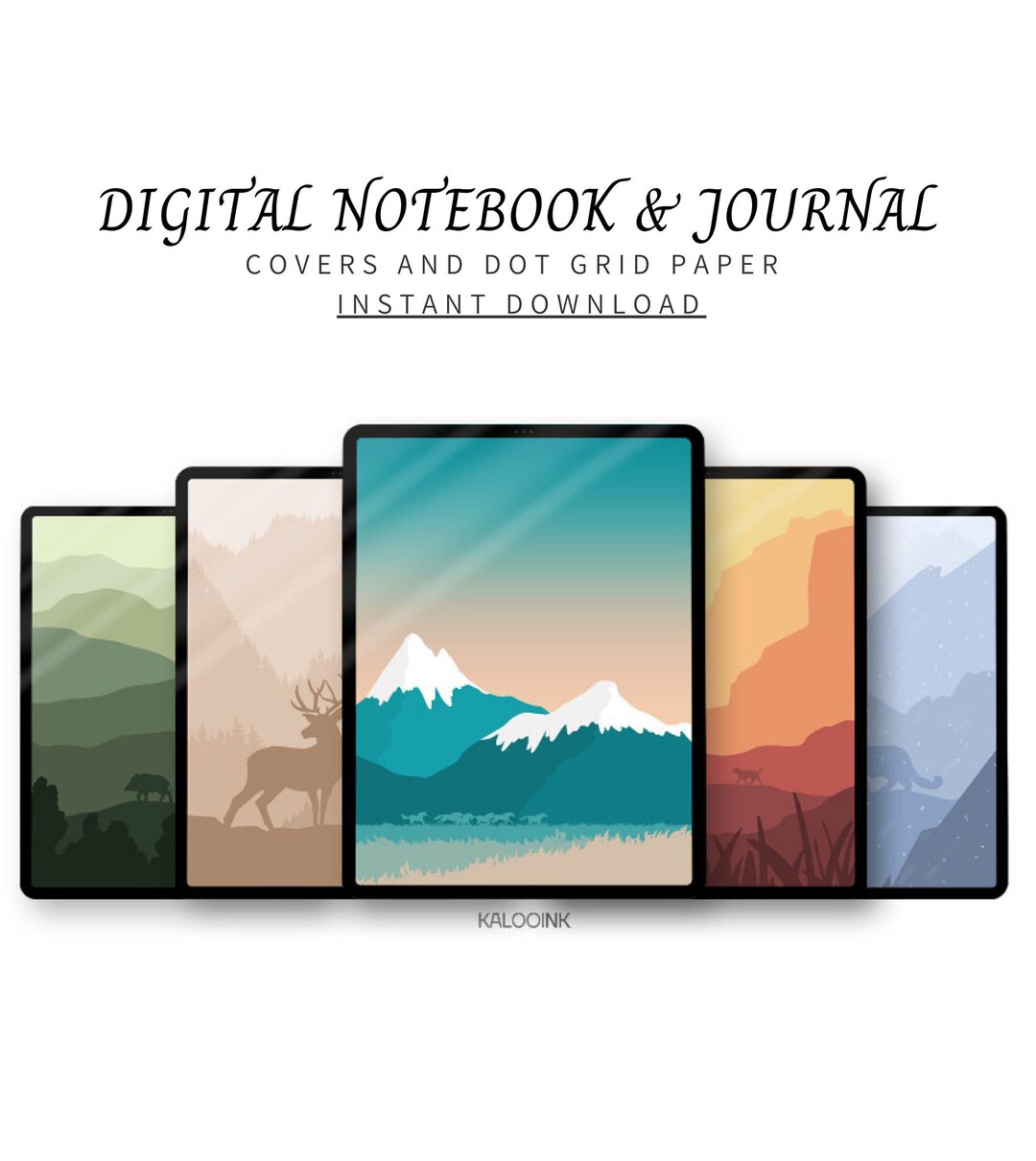 Illustrated Digital Notebook Covers, Goodnotes, Digital Paper, Planner ...