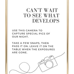 Modern Simple Wedding Disposable Camera Sign Digital Print - Etsy