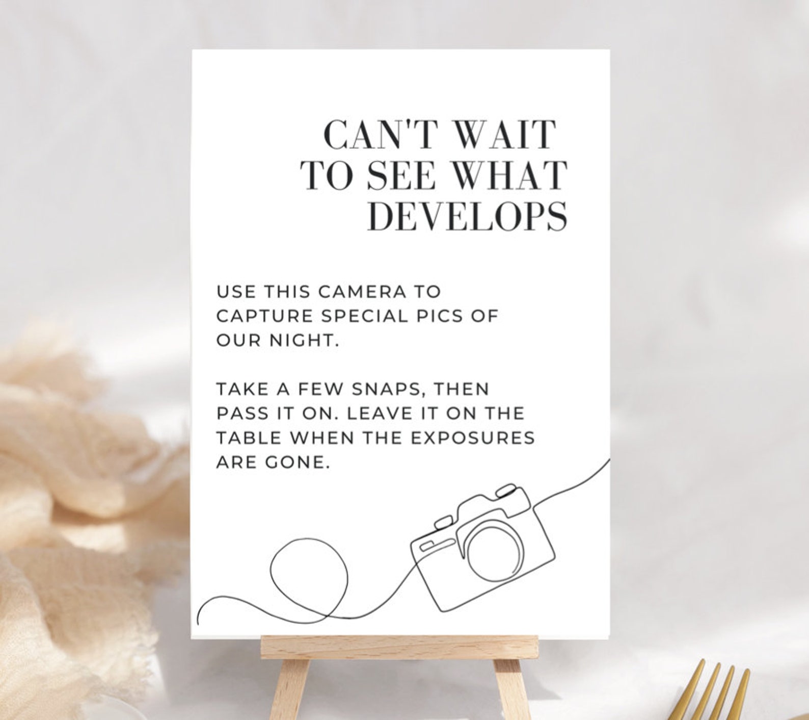 Modern Simple Wedding Disposable Camera Sign Digital Print - Etsy